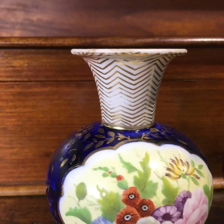 Pair of Early Minton Vases, Flower Panels, circa 1825 at 1stDibs