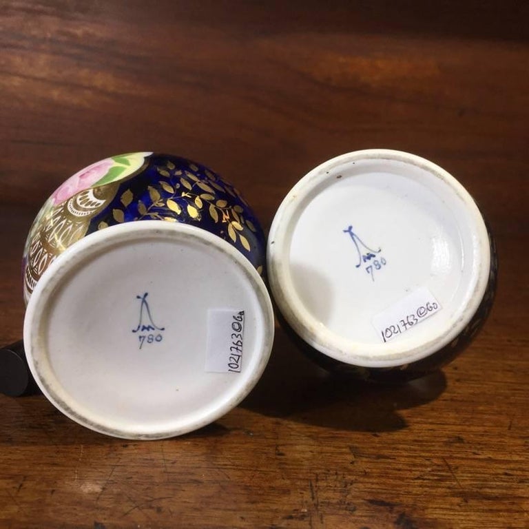 Pair of Early Minton Vases, Flower Panels, circa 1825 at 1stDibs