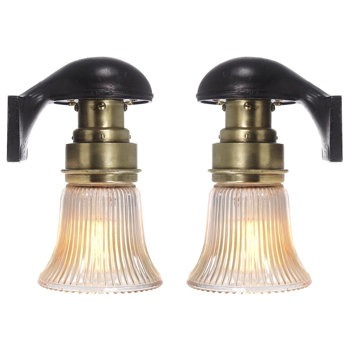 Pair of Early Railroad Sconces at 1stDibs