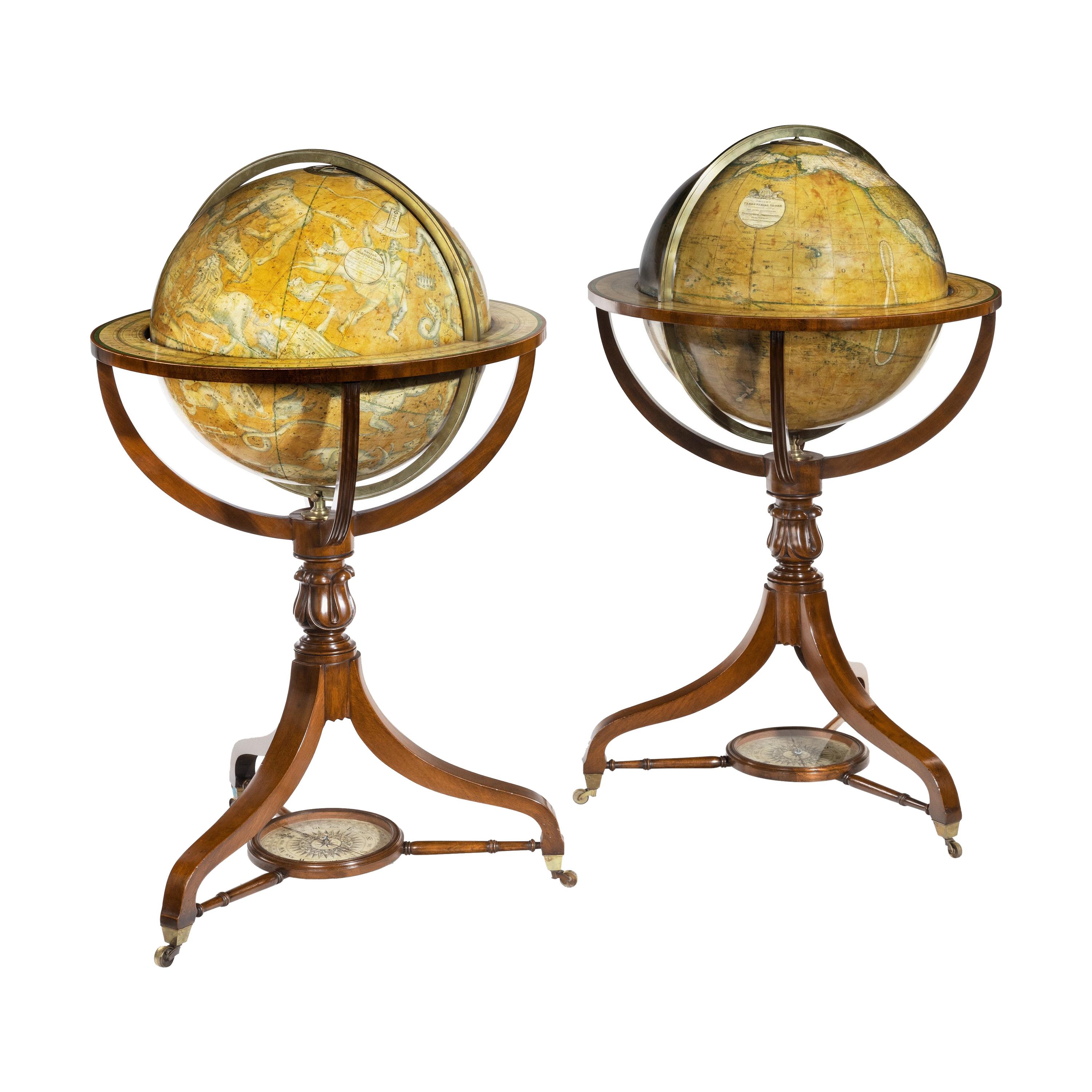 Pair of Early Victorian Globes by Smith and Son at 1stDibs
