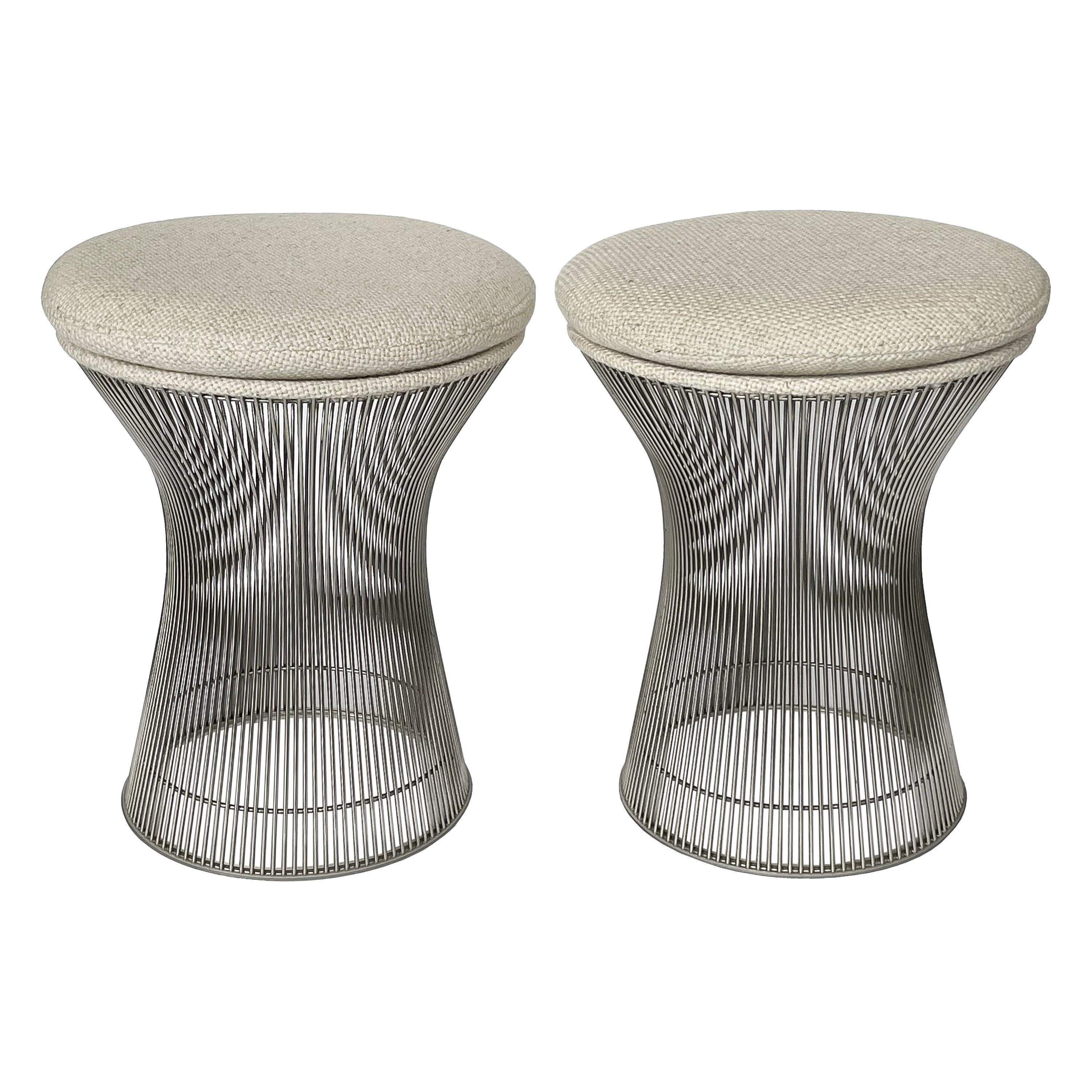 Original Pair of Warren Platner Stools in Silk Velvet at 1stDibs