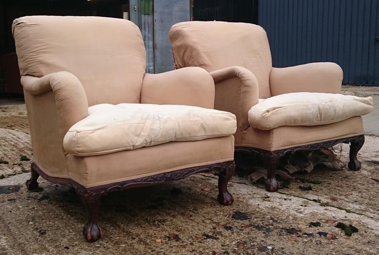 Pair of Easy Armchairs Made by Howard and Sons of London at 1stDibs