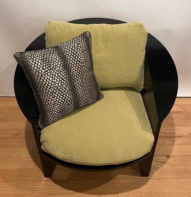 Pair of Ebonized Ash Circle Club Chairs For Sale at 1stDibs