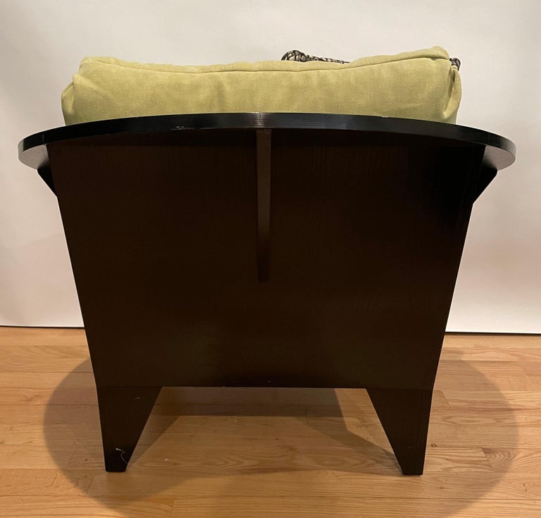 Pair of Ebonized Ash Circle Club Chairs For Sale at 1stDibs