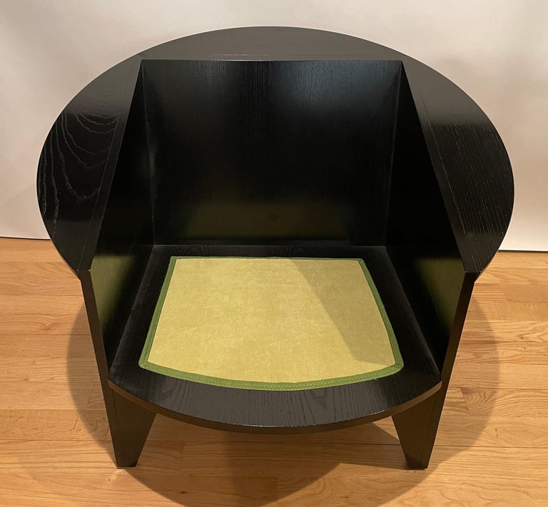 Pair of Ebonized Ash Circle Club Chairs For Sale at 1stDibs
