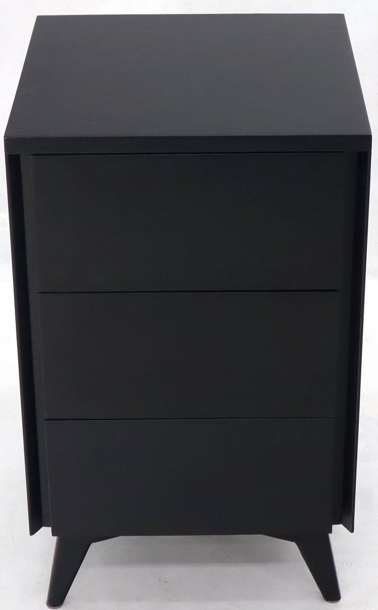 Pair of Ebonized Mahogany Three Drawers Narrow Chests End Side Tables ...