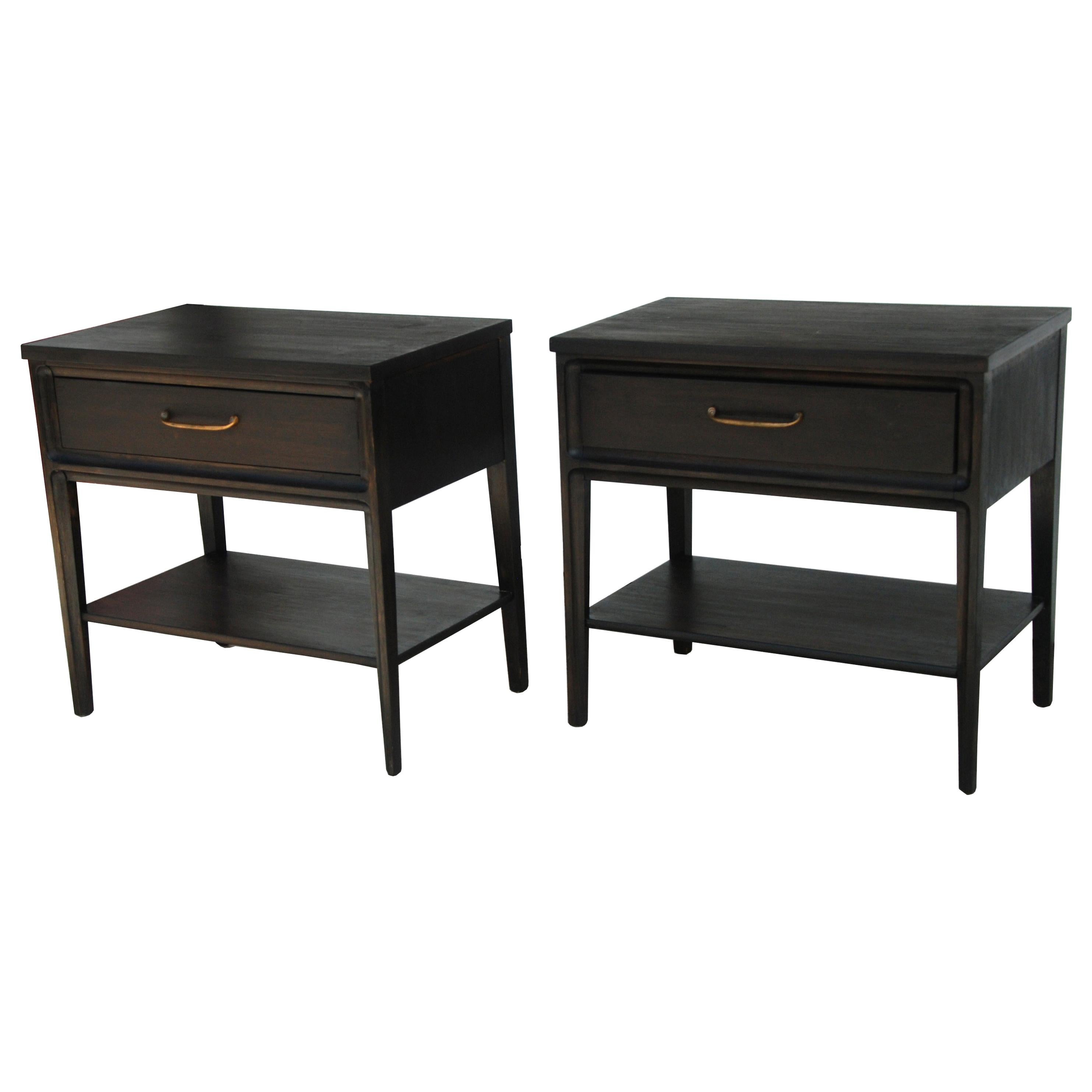 Pair of Ebonized Nightstands at 1stDibs
