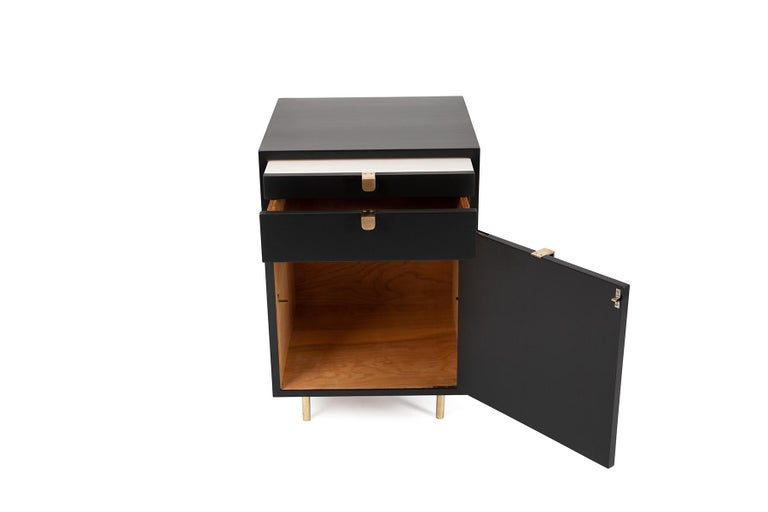 Pair of Ebonized and Solid Brass Night Stands at 1stDibs