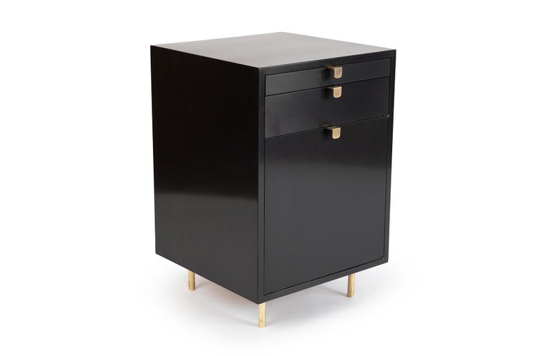 Pair of Ebonized and Solid Brass Night Stands at 1stDibs