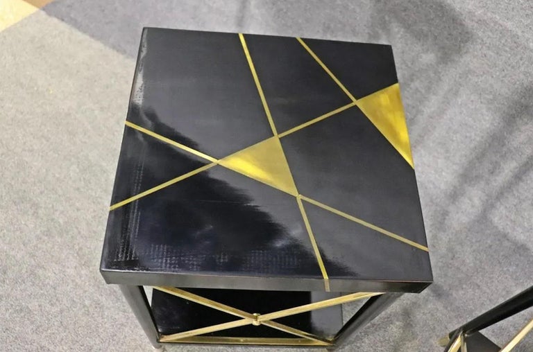 Pair of Ebonized Tables w/ Brass For Sale at 1stDibs
