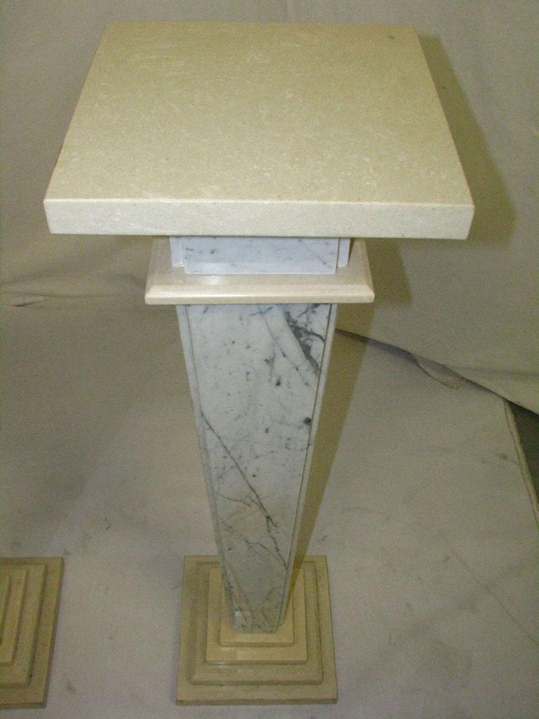 Pair of Ecru Carrara Marble Columns / Pedestals 20th Century For Sale ...