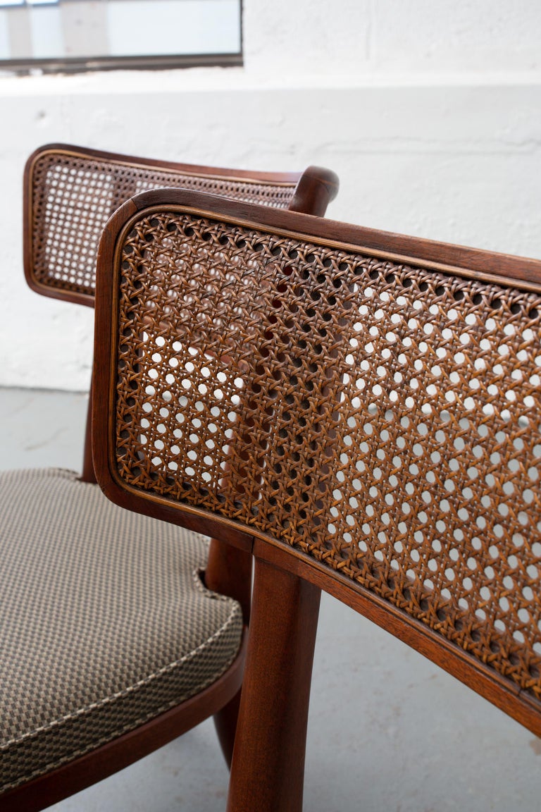 Pair of Ed Wormley Style Cane Back Side Chairs at 1stDibs