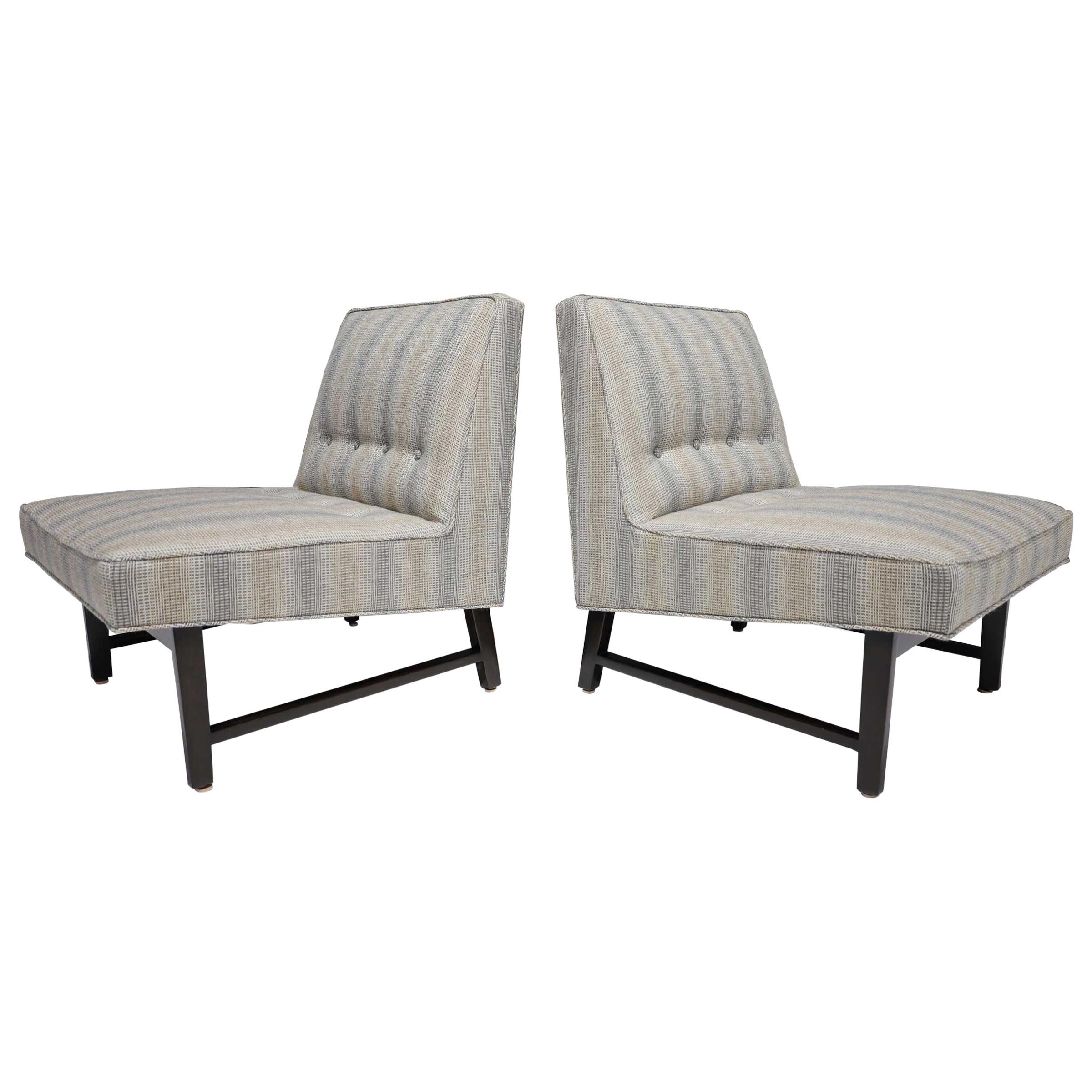Pair of Midcentury Barrel Back Slipper Chairs For Sale at 1stDibs