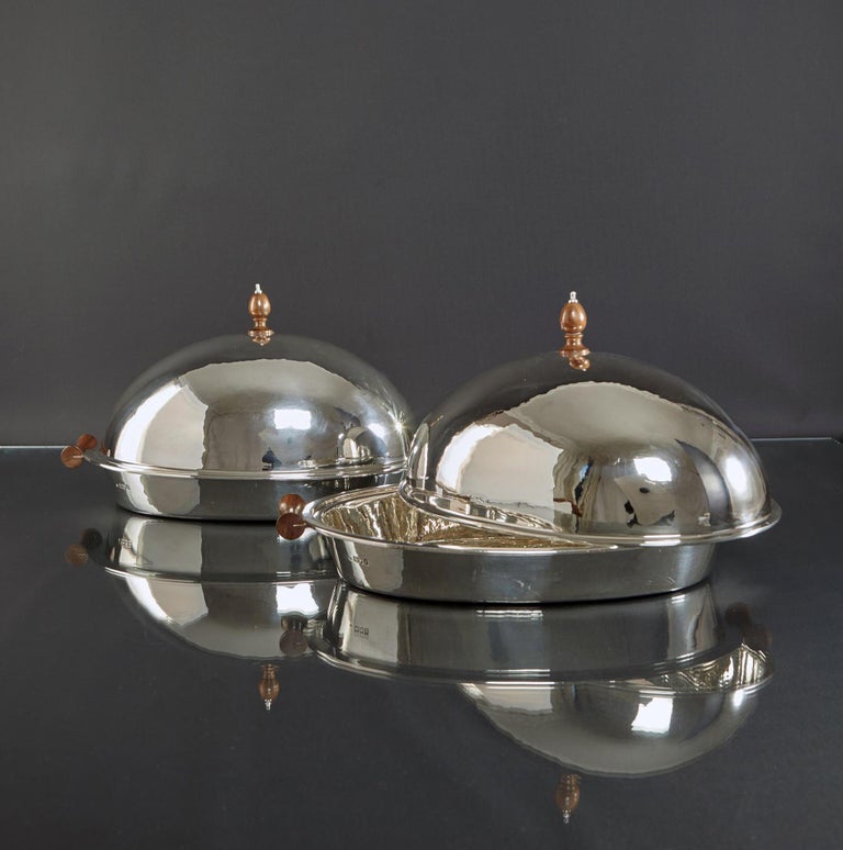 Pair of Edwardian Antique Silver Serving Dishes and Covers For Sale at ...