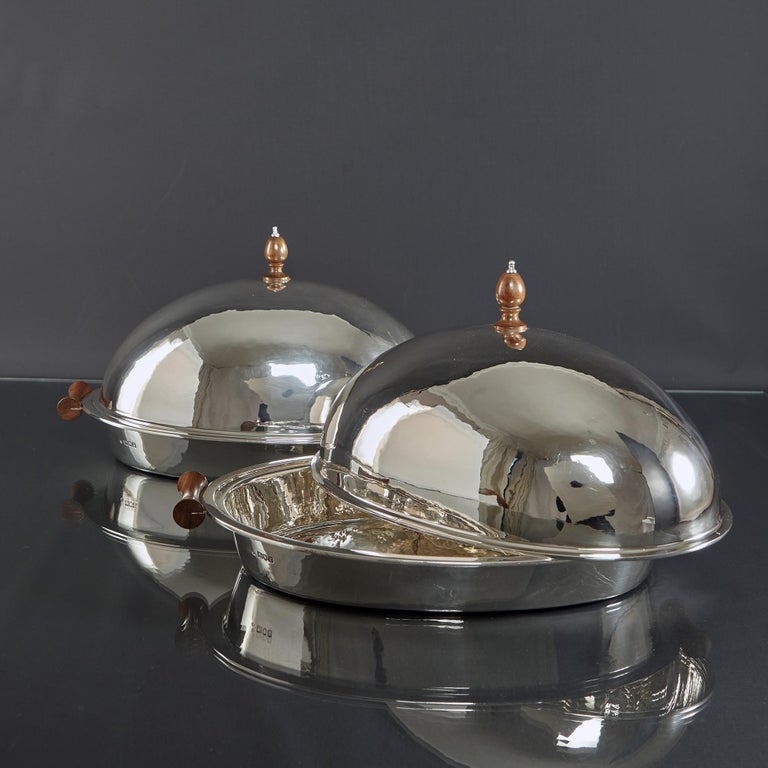 Pair of Edwardian Antique Silver Serving Dishes and Covers For Sale at ...