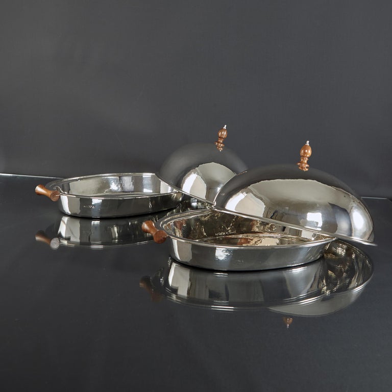 Pair of Edwardian Antique Silver Serving Dishes and Covers For Sale at ...