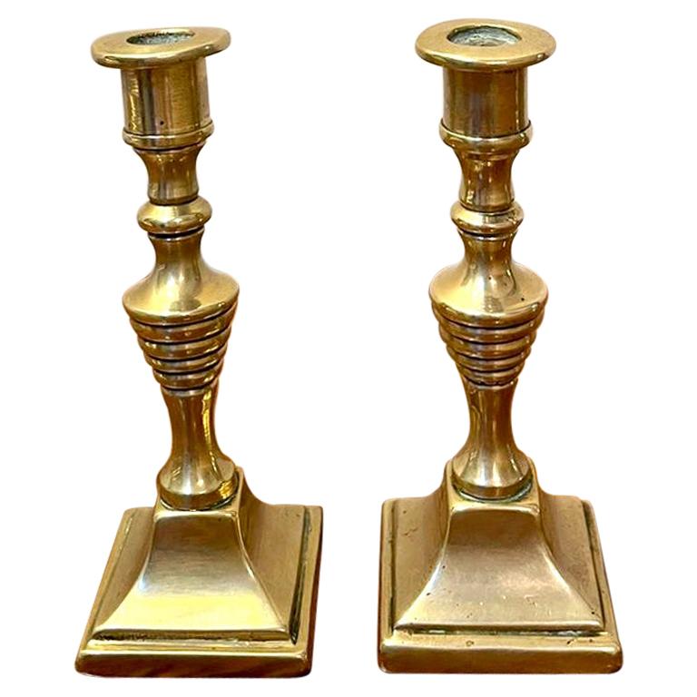 Pair of Edwardian Miniature Brass Candlesticks at 1stDibs