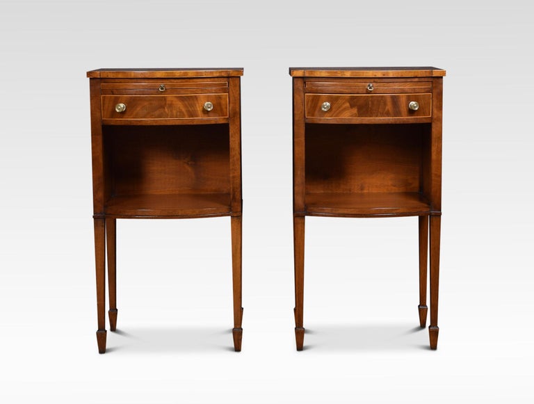 Pair of Edwardian String Inlaid Bedside Table at 1stDibs