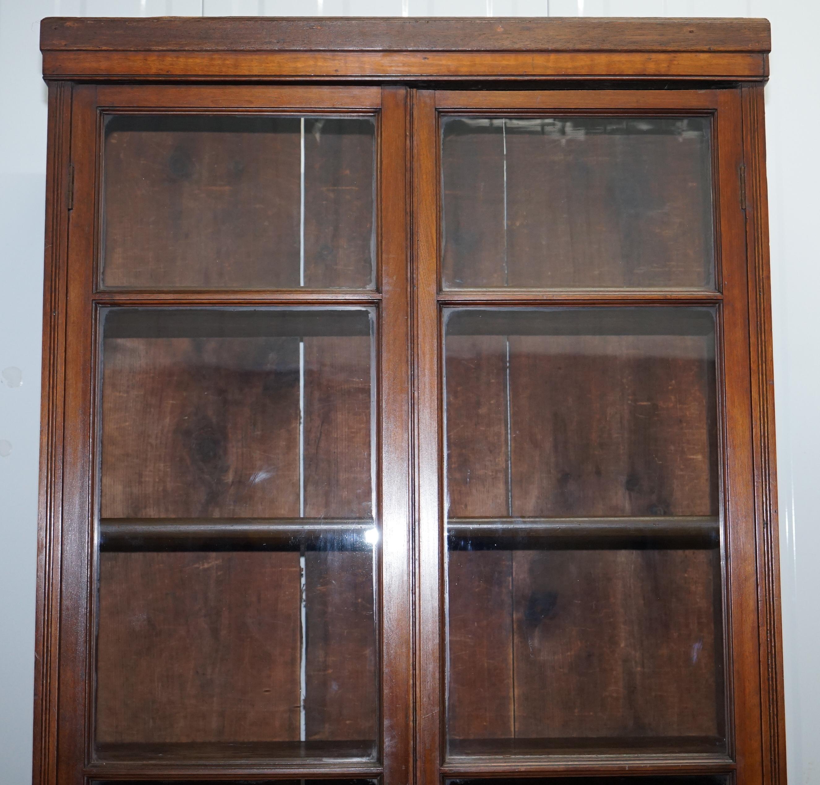 Pair of Edwardian Walnut Full Length Tall Library Exhibition Bookcases ...
