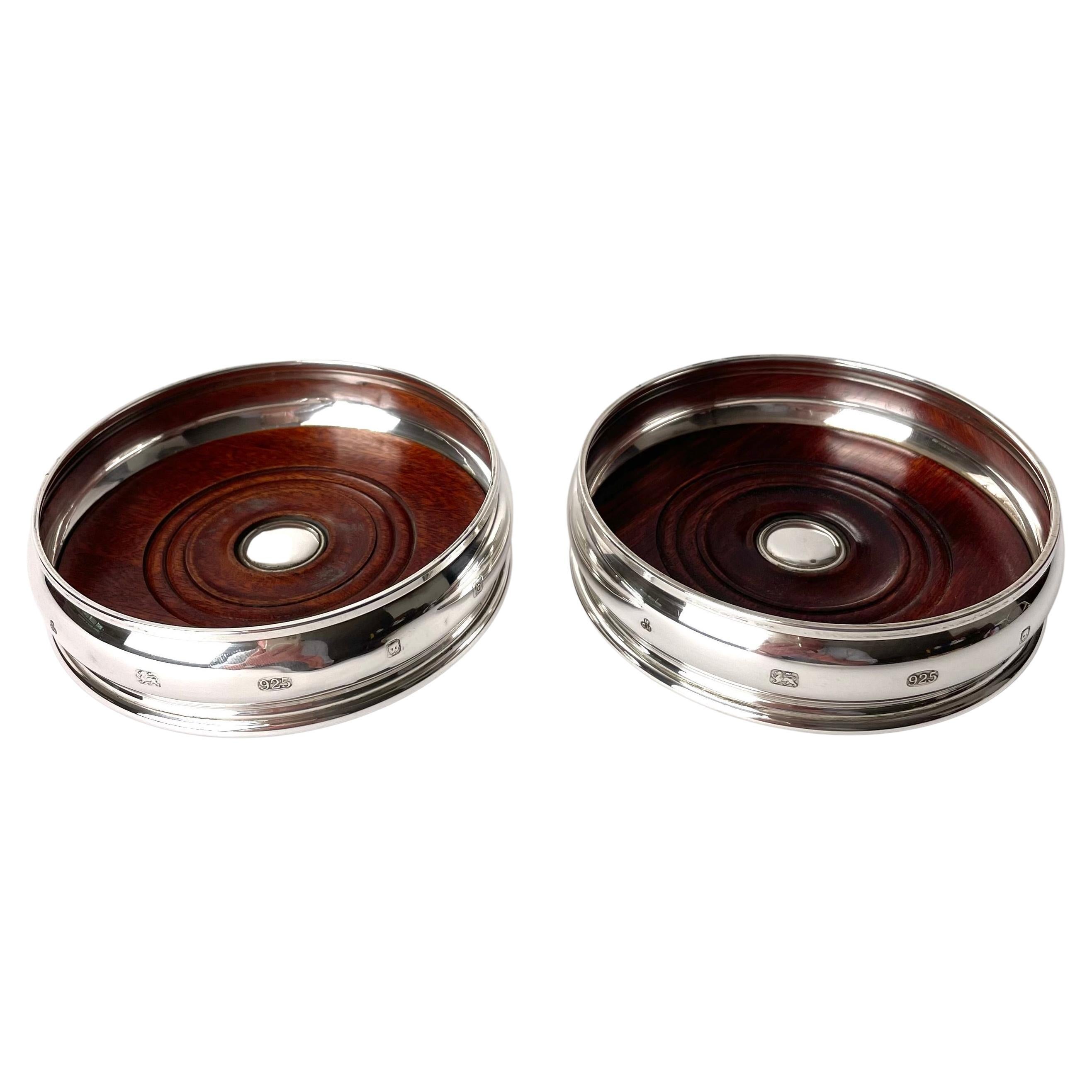 Pair of Elegant Coasters, Sterling Silver, London, 21st C MC Hersey and ...
