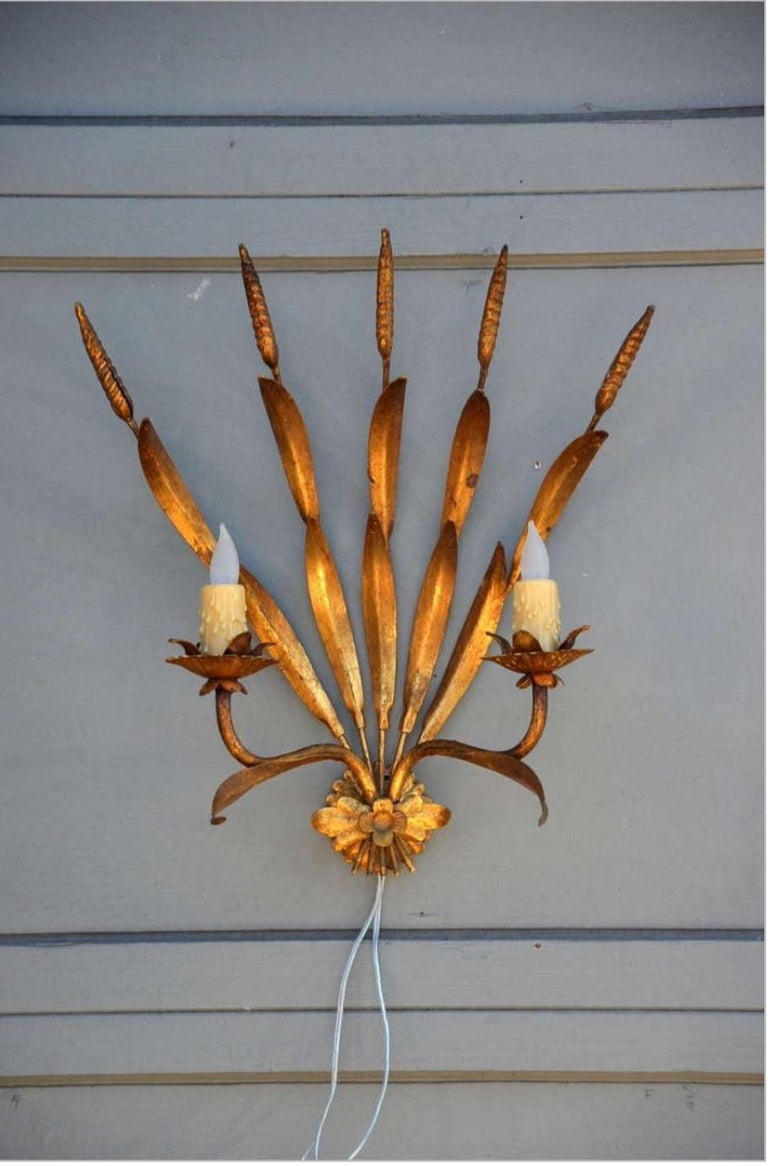 Pair of Elegant French Gilt Metal Sconces For Sale at 1stDibs