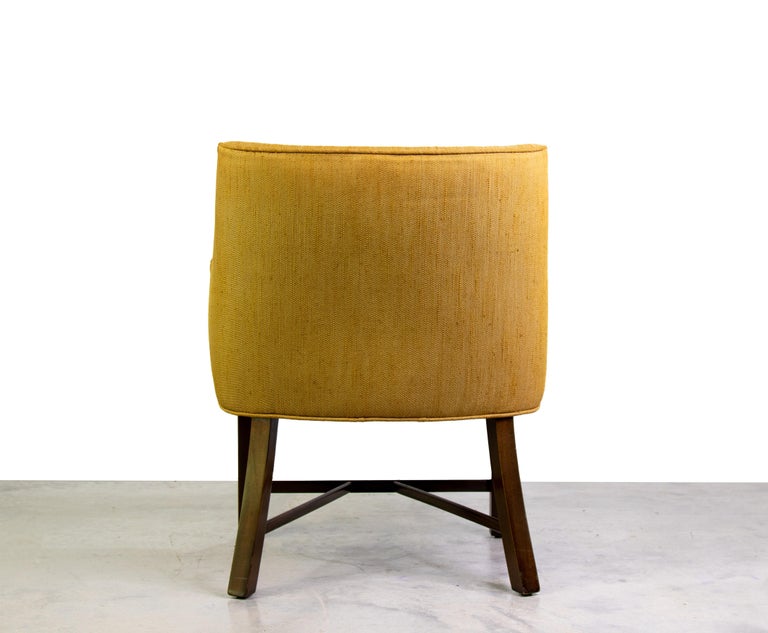 Pair of Elegant Harvey Probber Club Chairs in Mahogany and Linen Fabric ...