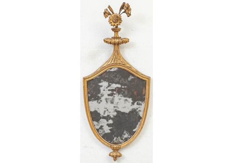 Pair of Elegant Period Regency Gessoed and Gilt Shield Form Mirrors For ...