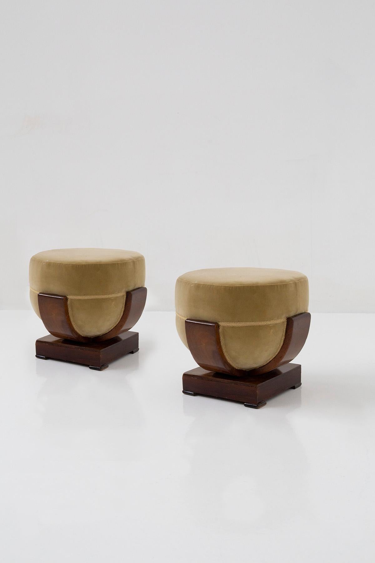 Pair of Elegant Poufs Attributed Osvaldo Borsani in Original Velvet For ...