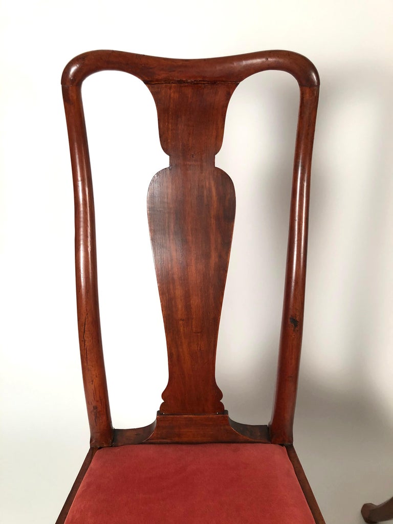 Pair of Elegantly Curved Queen Anne Period Chairs, circa 1710 at 1stDibs