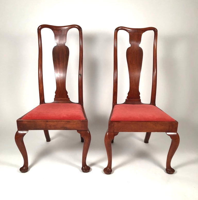 Pair of Elegantly Curved Queen Anne Period Chairs, circa 1710 at 1stDibs