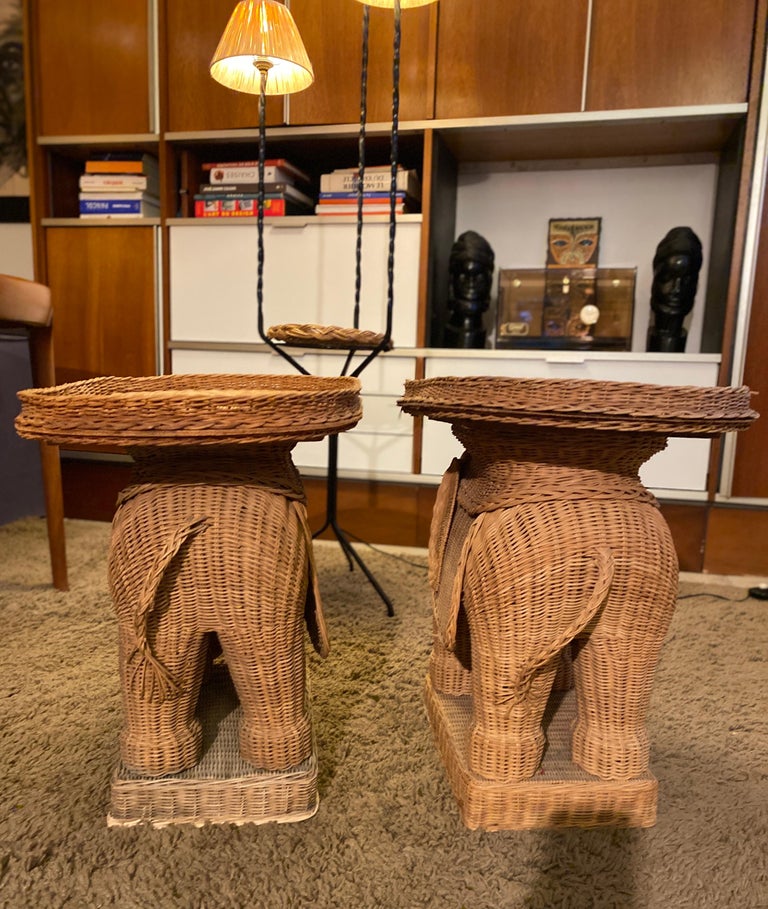 Pair of Elephant Shaped Wicker Sofa Ends, 1970 For Sale at 1stDibs