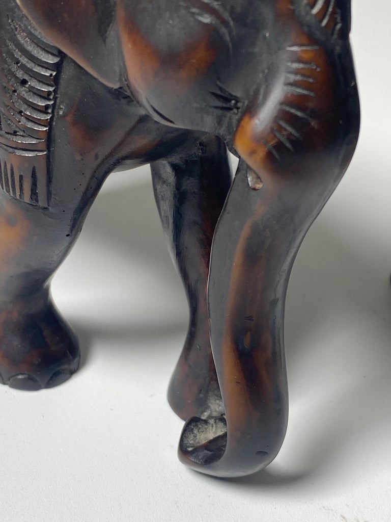 Pair of Elephants Sculptures, in Ceramic, Brown Color, Made in France ...