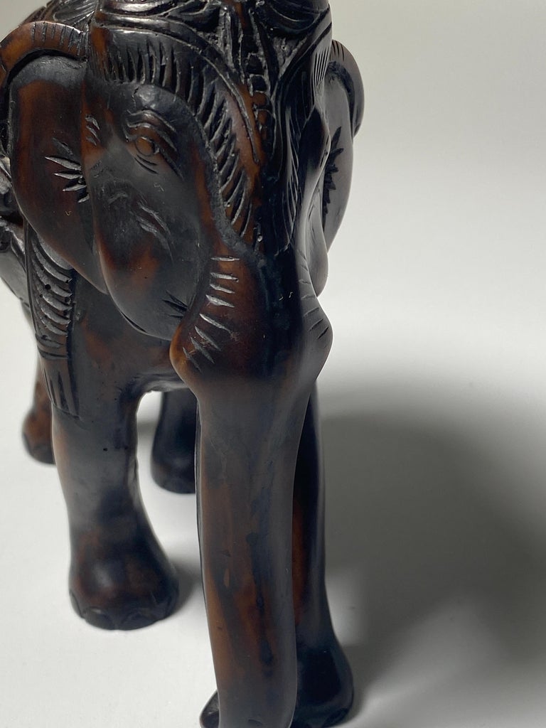 Pair of Elephants Sculptures, in Ceramic, Brown Color, Made in France ...