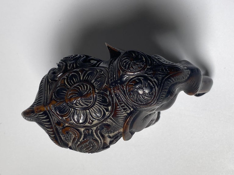 Pair of Elephants Sculptures, in Ceramic, Brown Color, Made in France ...