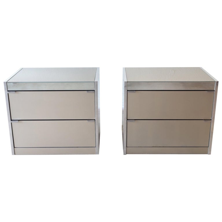 Pair of Ello Mirrored Nightstands at 1stDibs | mirrored night stands