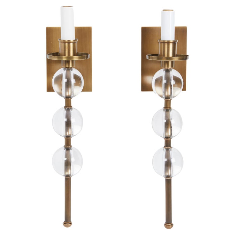 Pair of Elongated Ephorus Sconces by David Duncan in Brass For Sale at ...