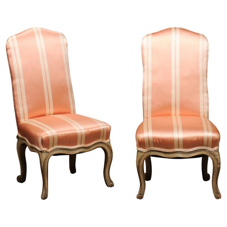 Pair of Elsie De Wolfe Louis XV Style Painted Slipper Chairs with ...