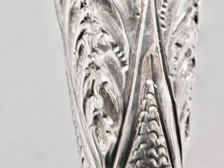 Pair of Embossed Silver Vases, London Assay, 1901, Jackson and ...