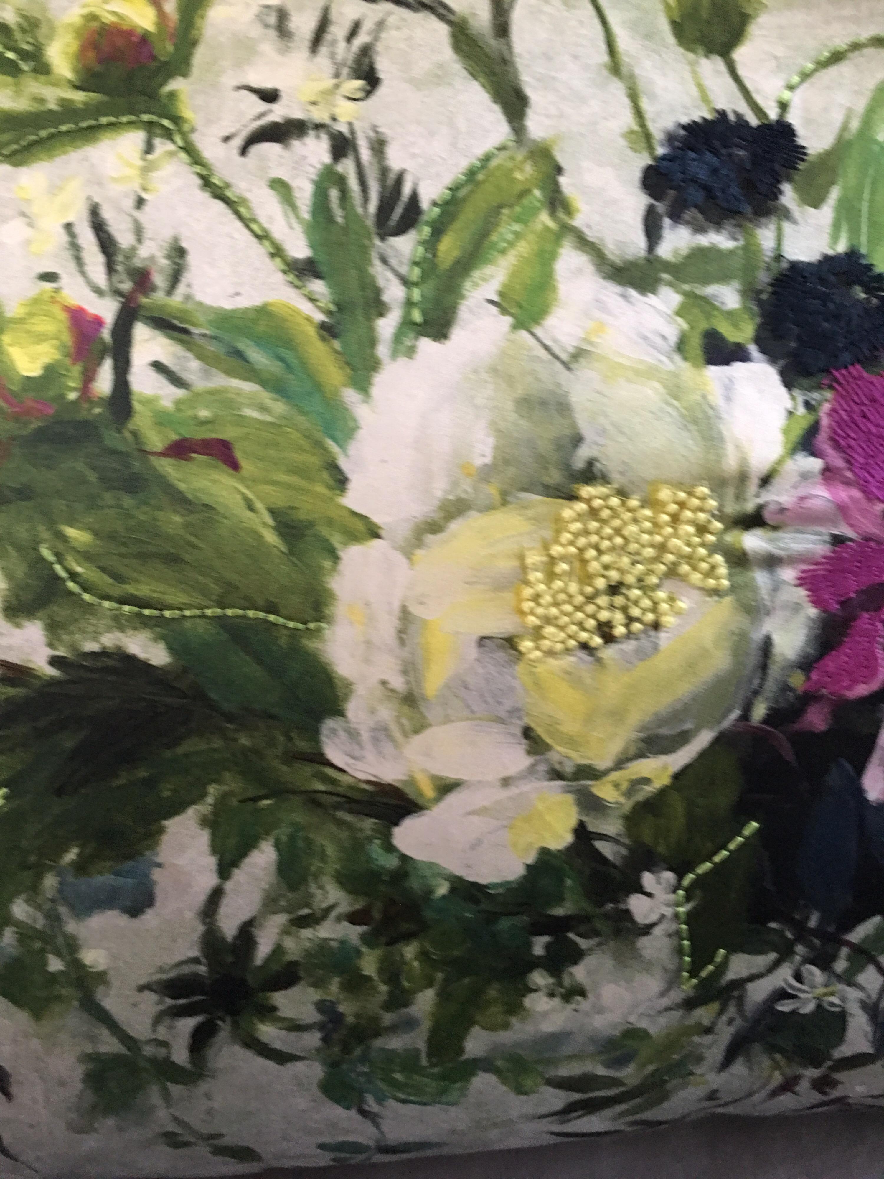Pair of Embroidered Floral Sateen Throw Pillows by Designer’s Guild at ...
