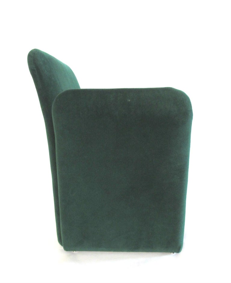 Pair of Emerald Green Velvet Upholstered Armchairs by Leon Rosen for ...