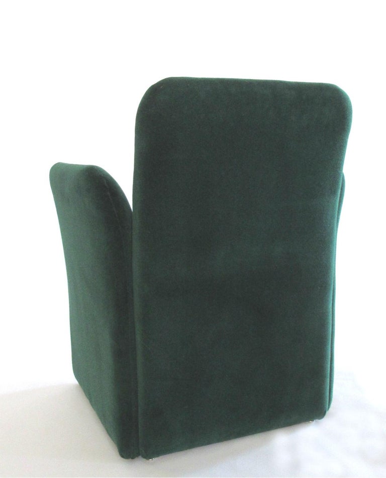 Pair of Emerald Green Velvet Upholstered Armchairs by Leon Rosen for ...