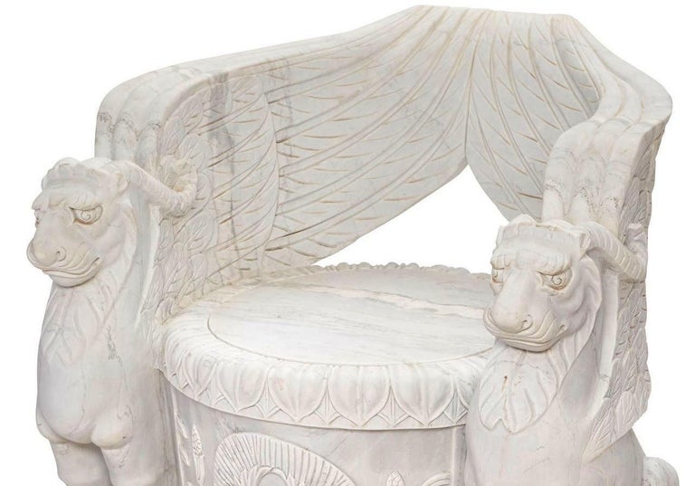 Pair of Empire Style Carved Marble Chairs at 1stDibs
