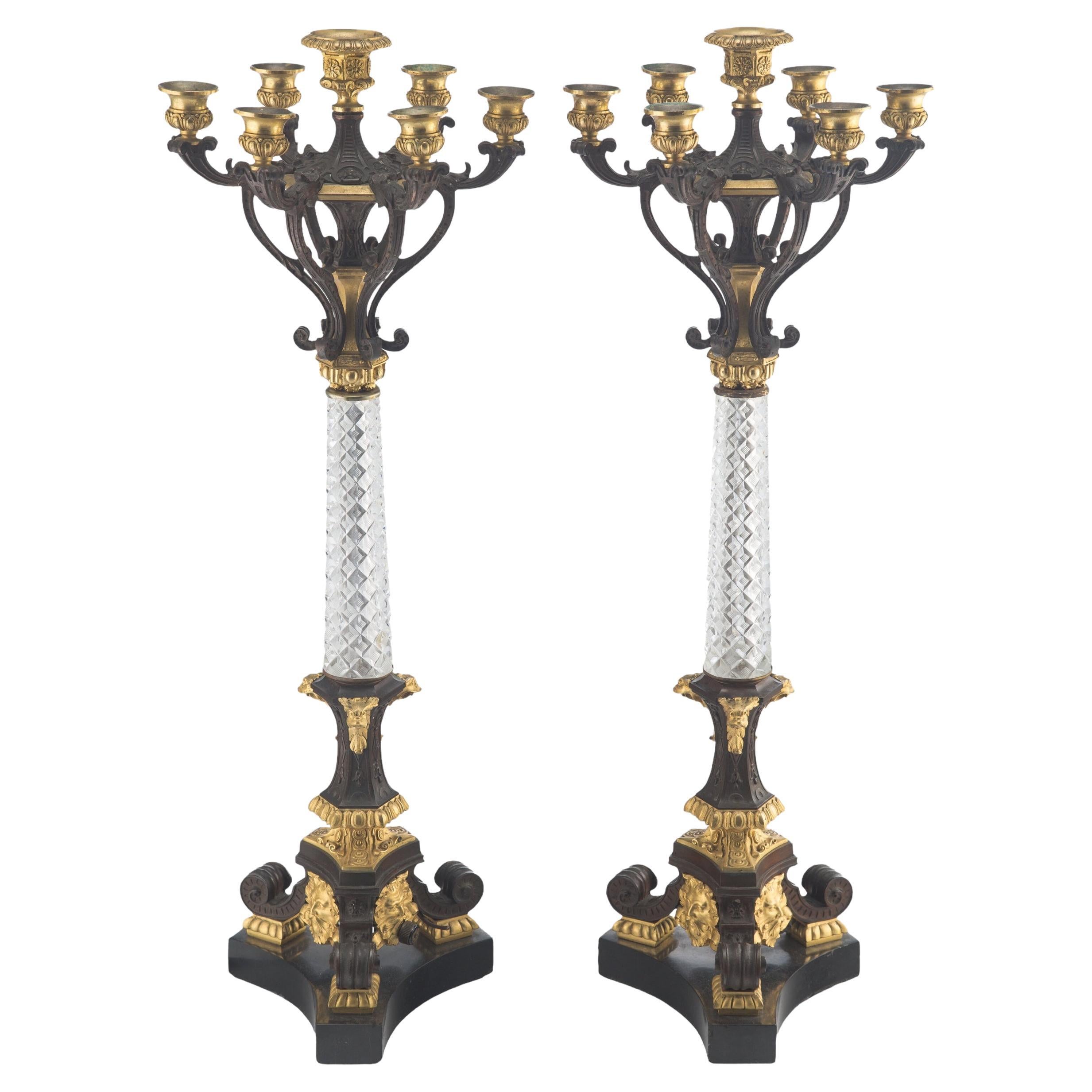 Pair of Empire Gilt Bronze Candelabra Attributed to Pierre Victor ...