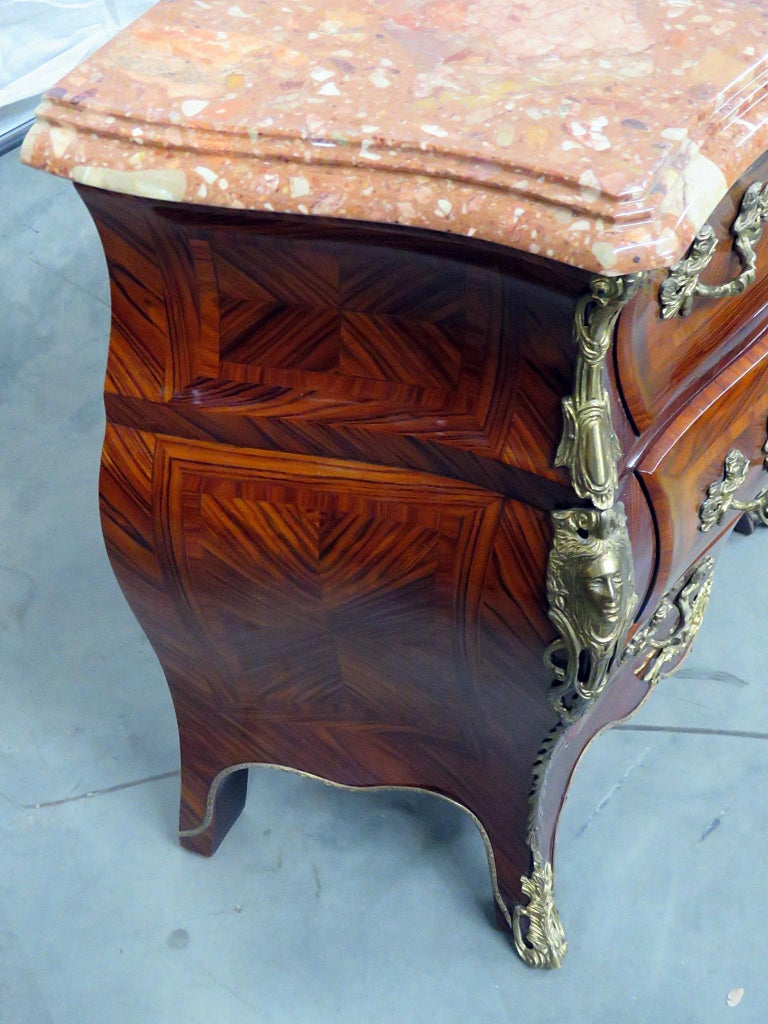 Pair of Empire Style Marble Top Bombe End Tables For Sale at 1stDibs