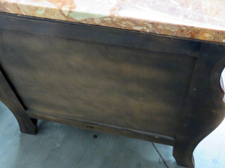 Pair of Empire Style Marble Top Bombe End Tables For Sale at 1stDibs