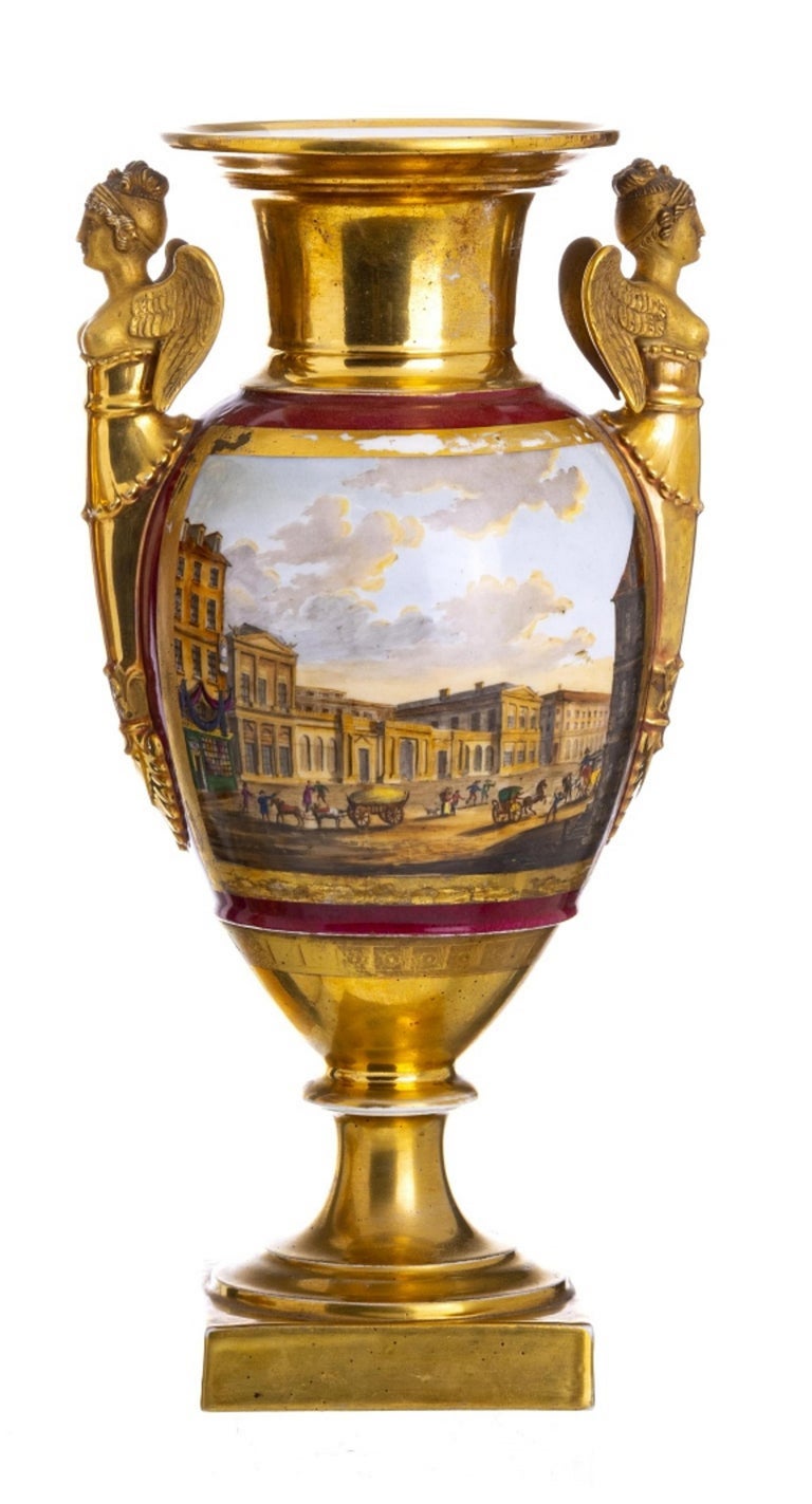 Pair of Empire Vases "Views of Versailles" Napoleon III 19th Century ...