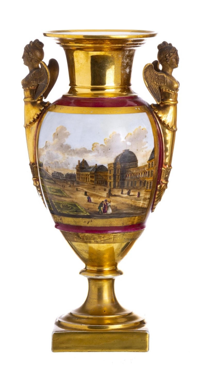 Pair of Empire Vases "Views of Versailles" Napoleon III 19th Century ...
