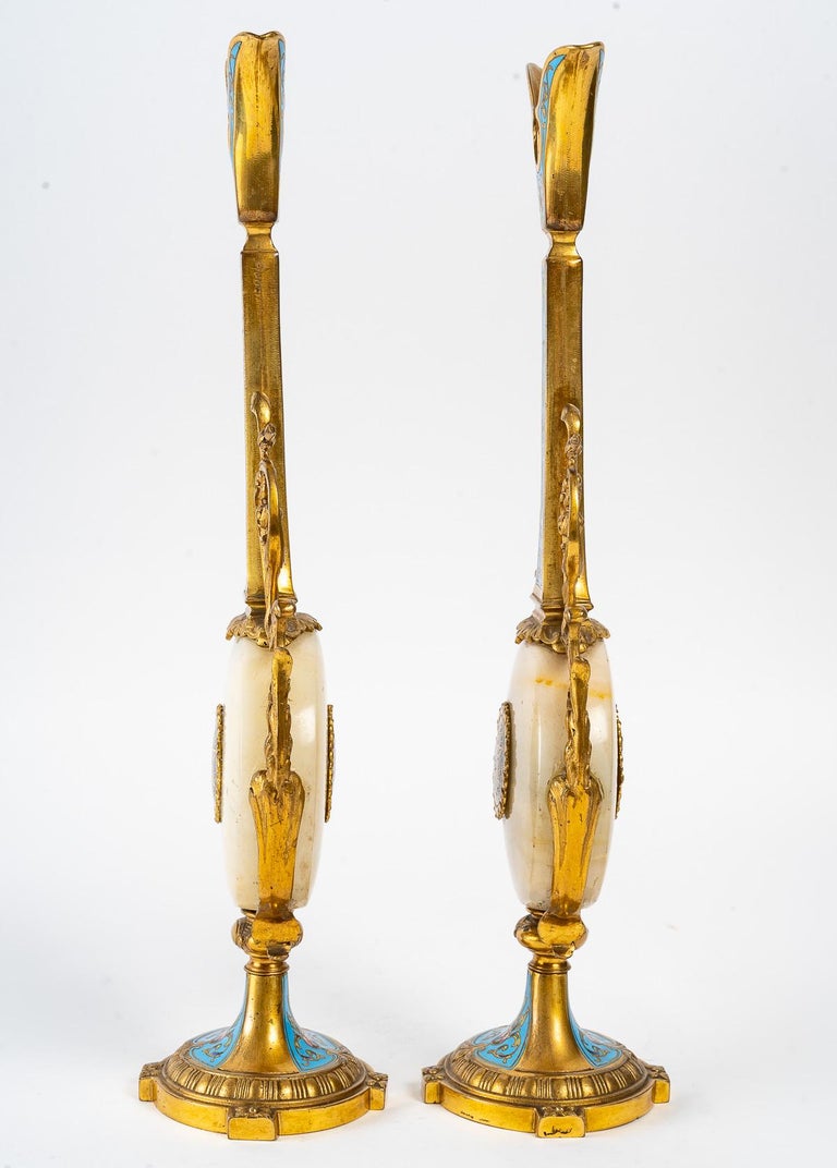 Pair of Enamelled Bronze Decorative Objects, 19th Century For Sale at ...