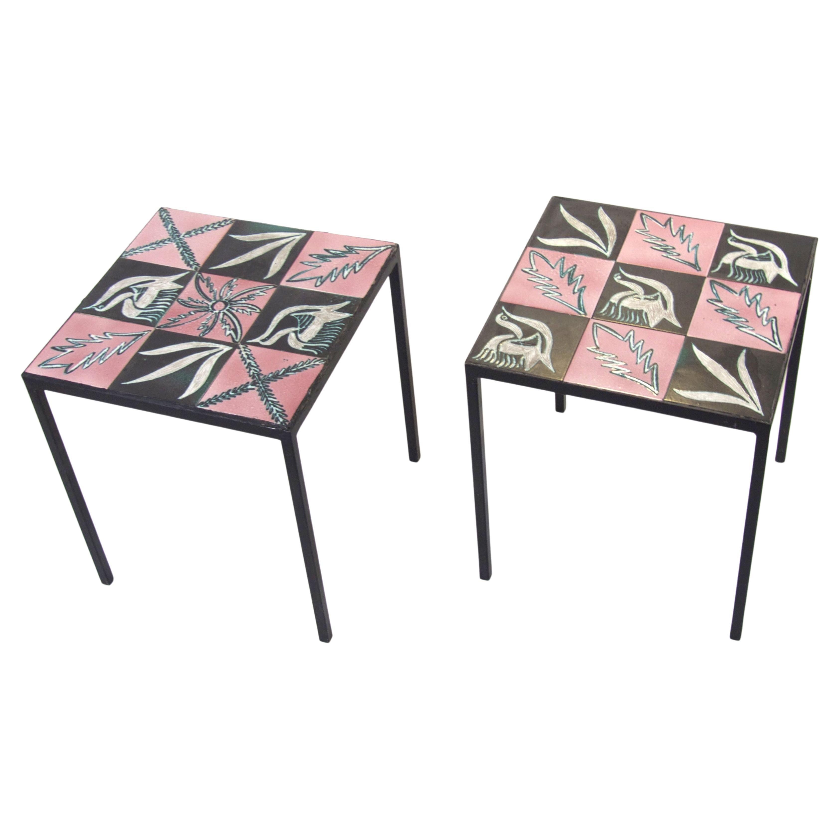 One Off Custom Machined Pair of Studded End Tables 1960's For Sale at ...