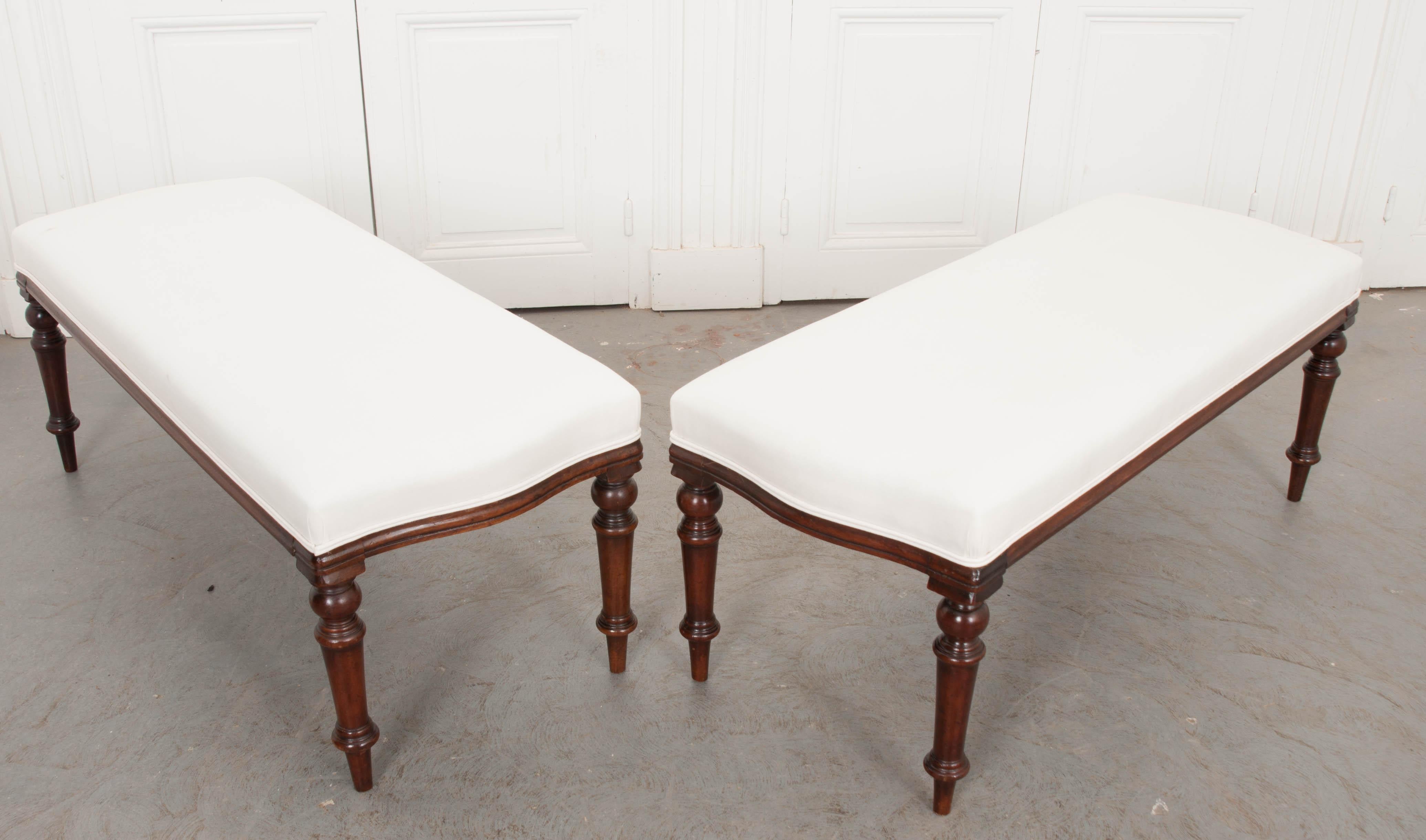 Pair of English 19th Century George III Mahogany Upholstered Benches at ...
